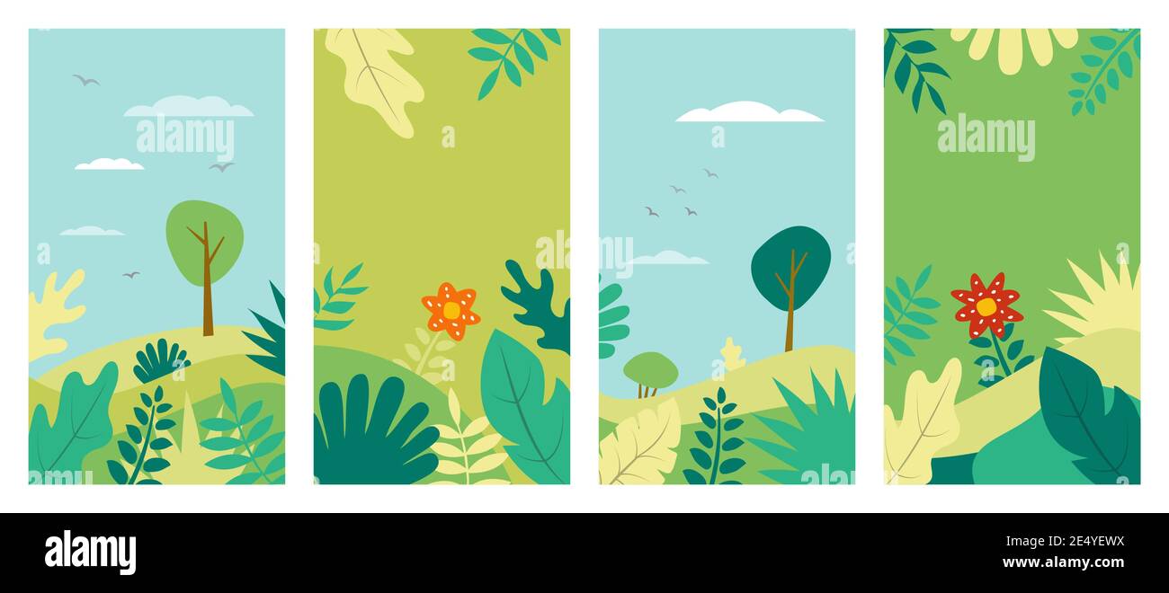 Spring background. Vector spring landscape for social media stories ...
