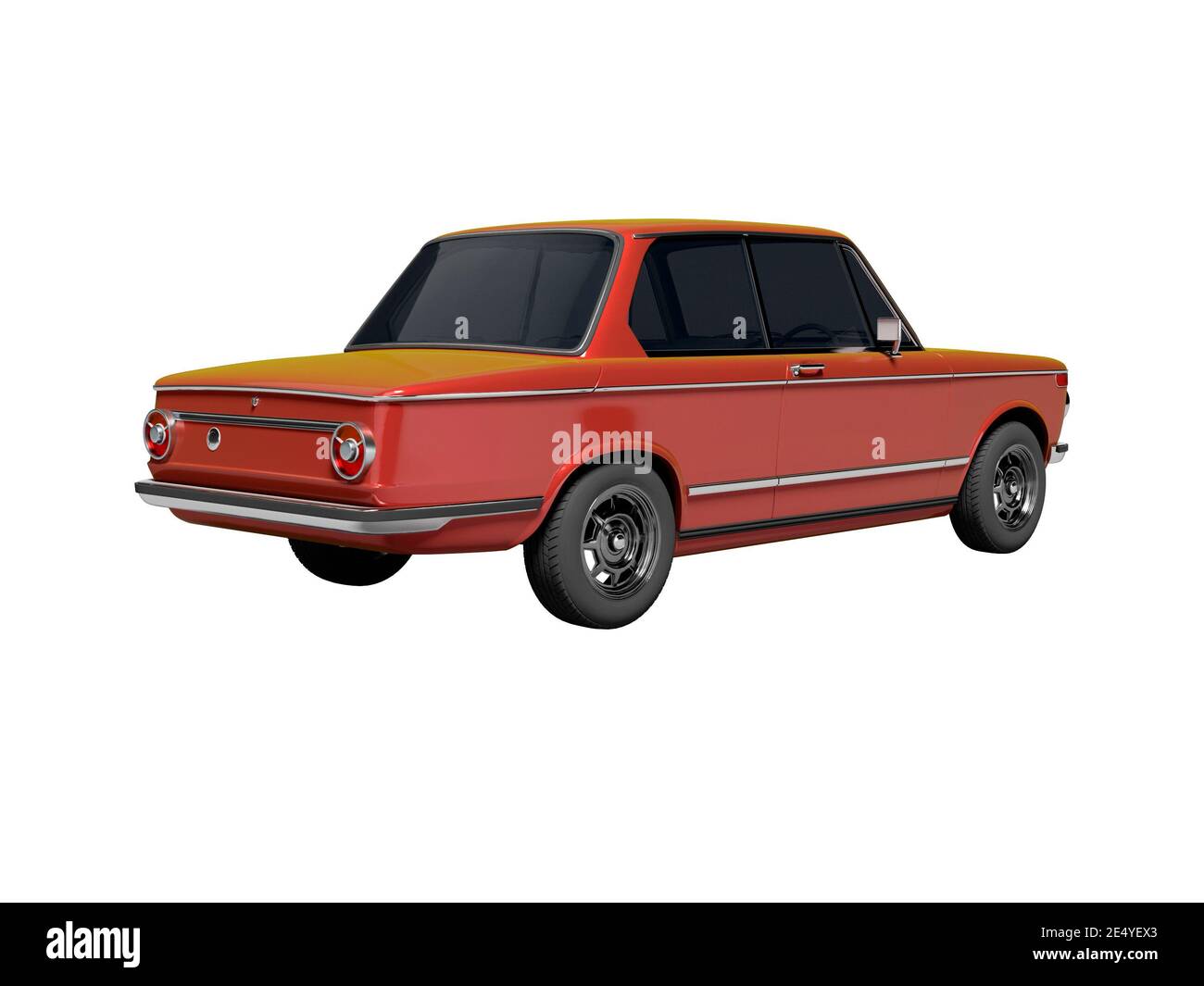 3D rendering red classic car with tinted windows rear view on white ...