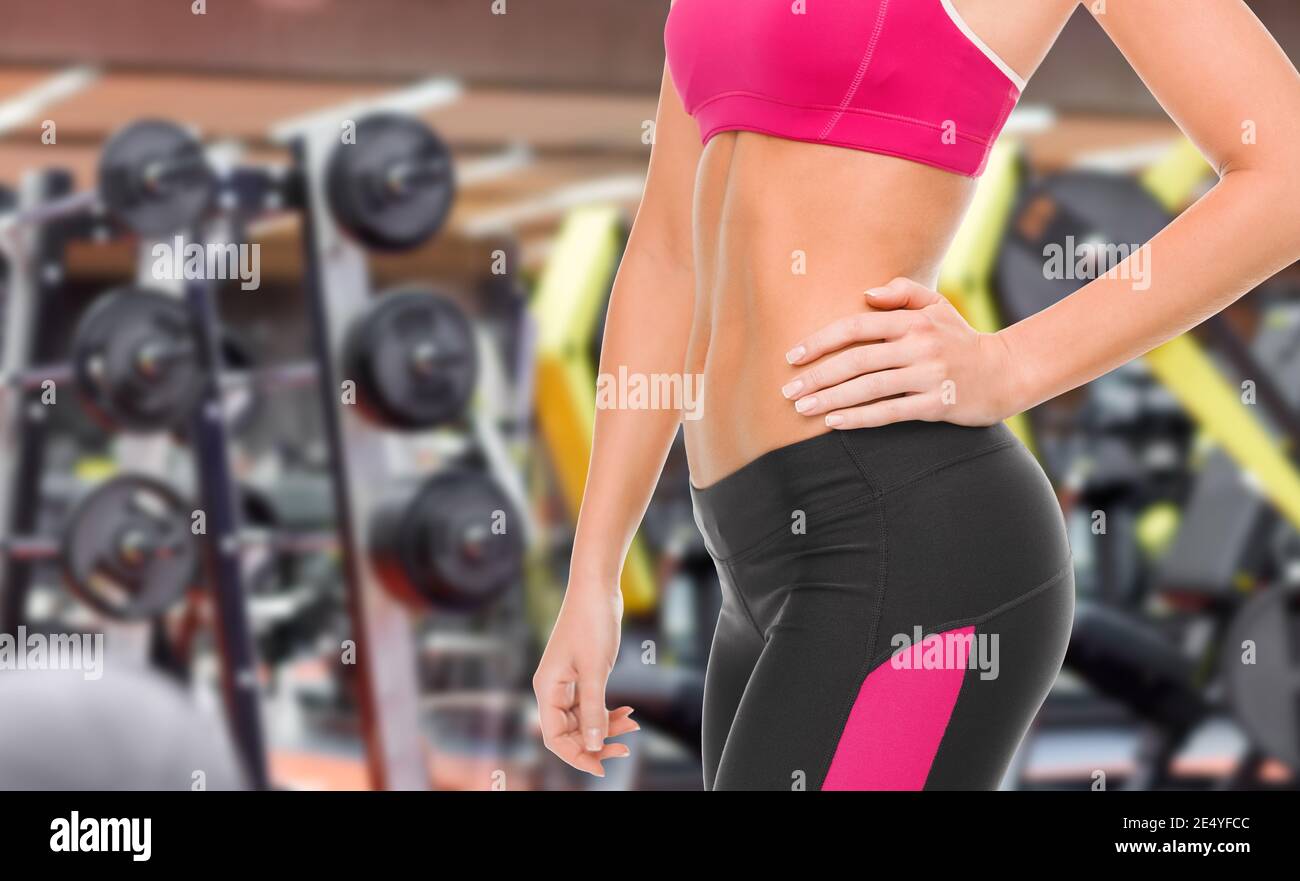 close up of fit woman's body in gym Stock Photo - Alamy