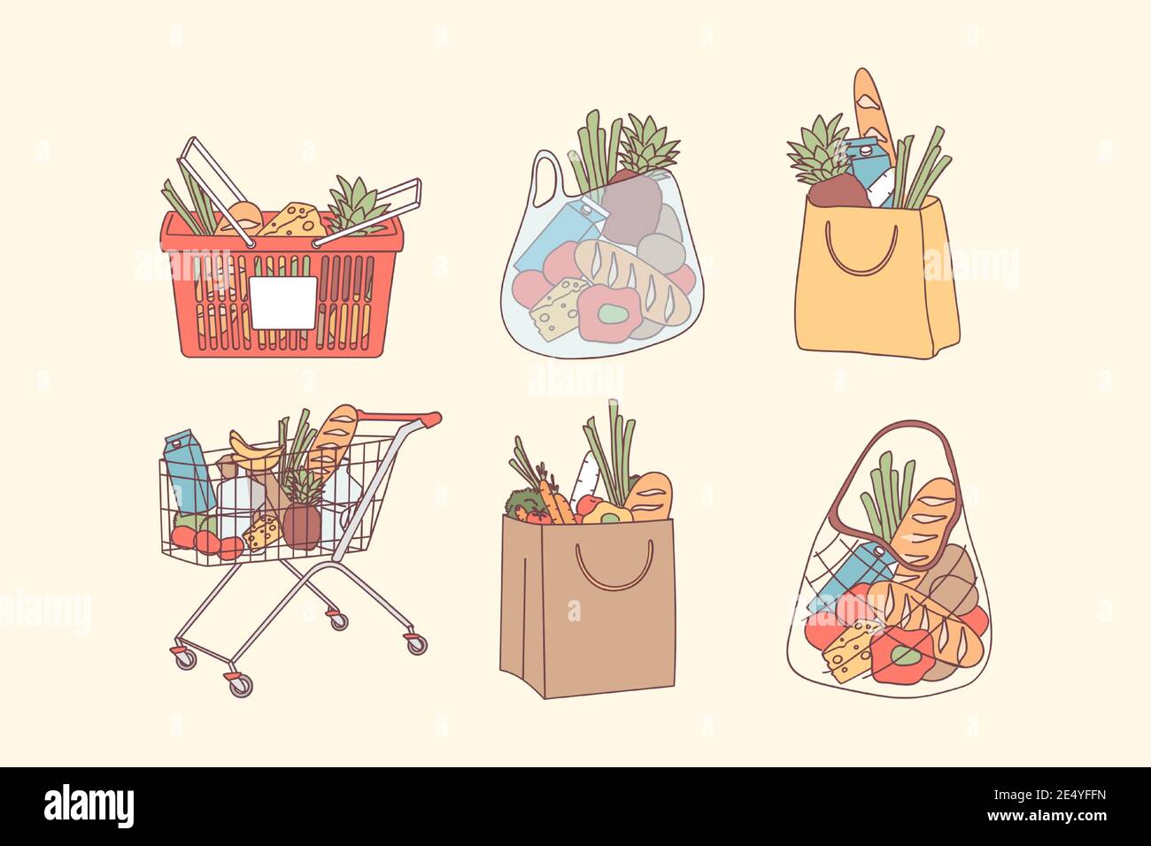 Grocery store paper bags Stock Vector Images - Alamy