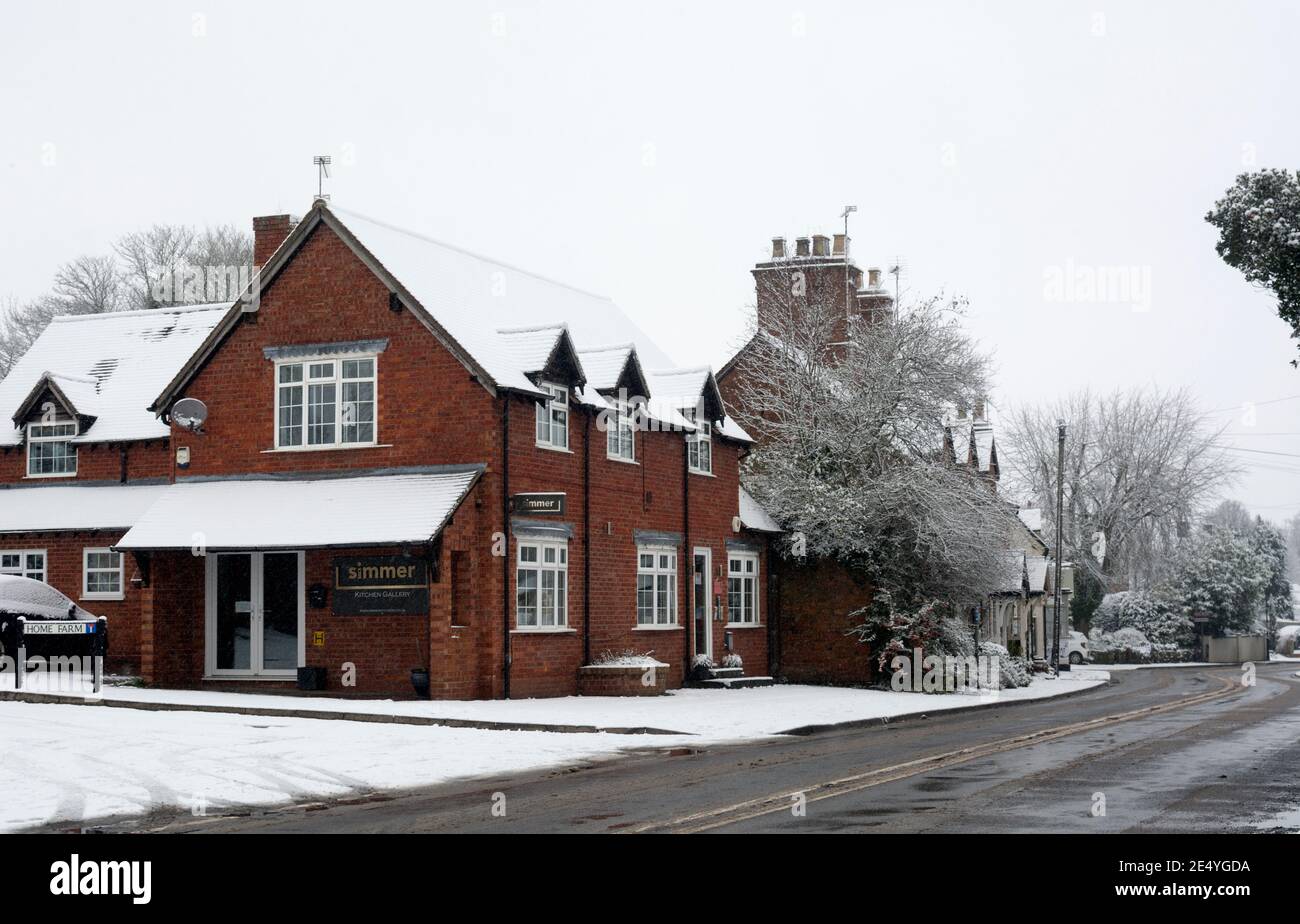 Leek Wootton village in snowy weather, Warwickshire, England, UK Stock ...
