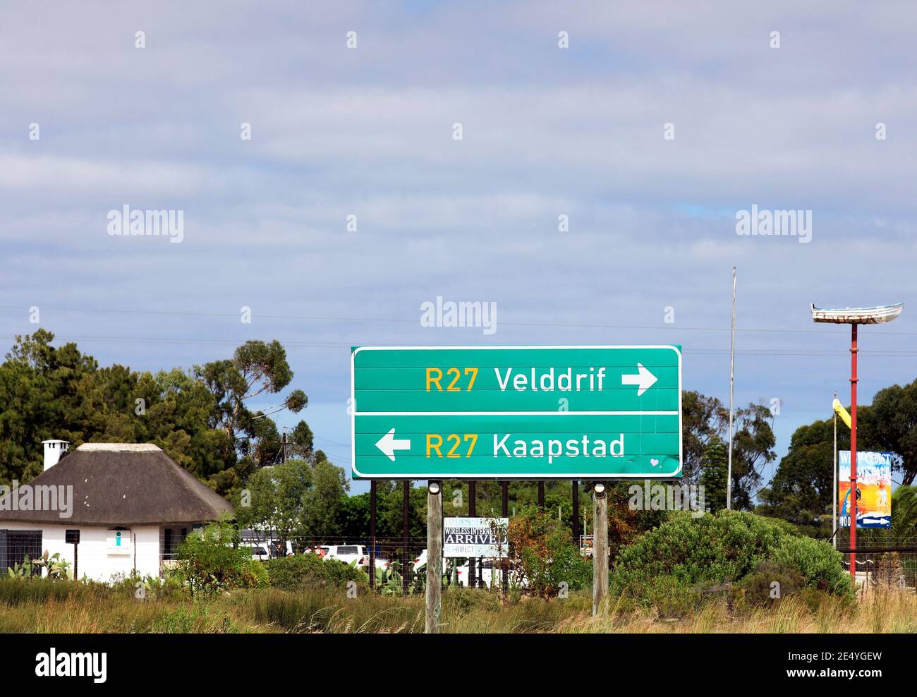 Velddrif Kaapstad (Cape Town) direction road sign, West Coast, South ...