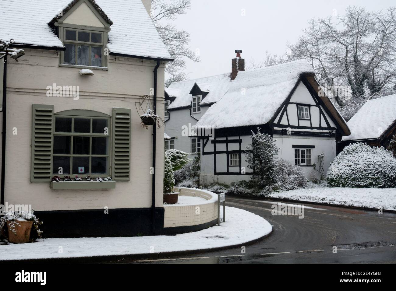 Leek Wootton village in snowy weather, Warwickshire, England, UK Stock ...