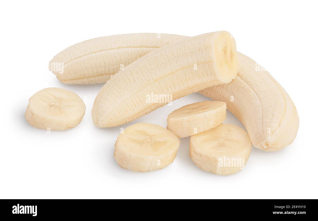 banana pieces isolated on white background with clipping path and full ...