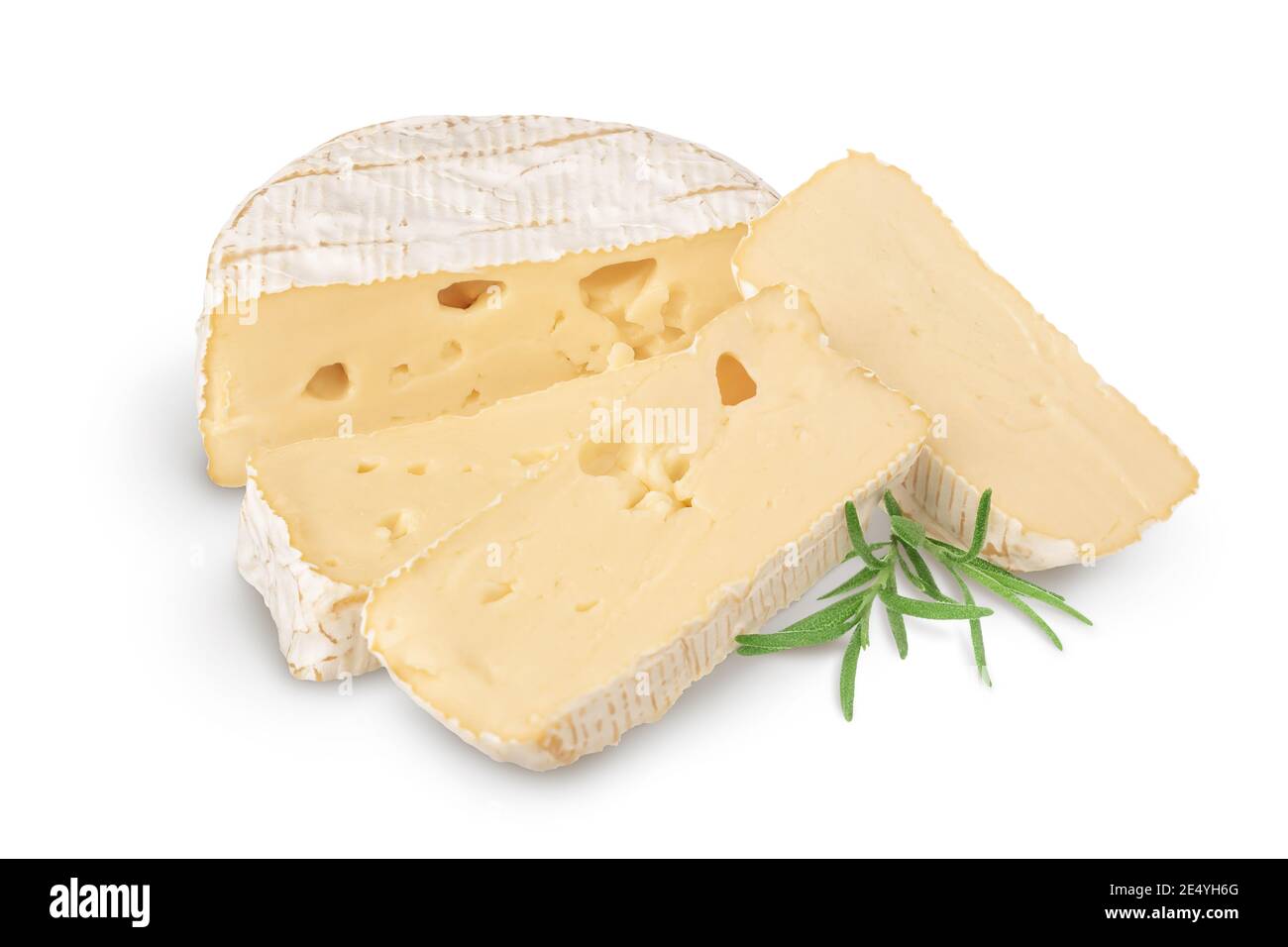 Camembert cheese sliced isolated on white background with clipping path ...