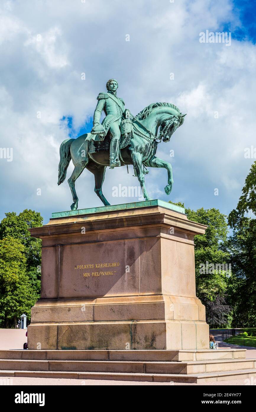 Statue of Norwegian King Carl Johan XIV in Oslo Stock Photo - Alamy