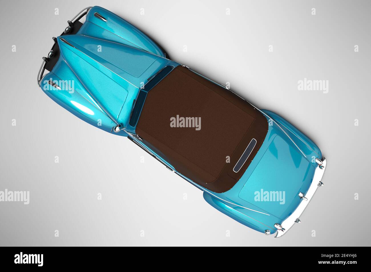 3d rendering blue car with soft roof with leather top view isolated on ...