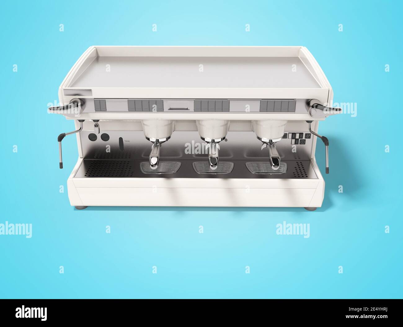 Professional coffee machine front view 3d render on blue background ...