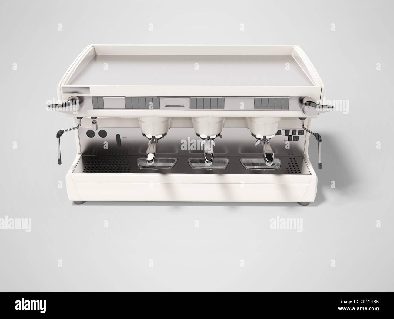 Professional coffee machine front view 3d render on gray background ...