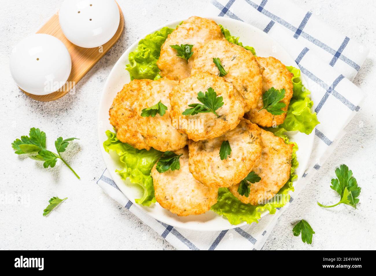 Chicken cutlet in the plate Stock Photo - Alamy