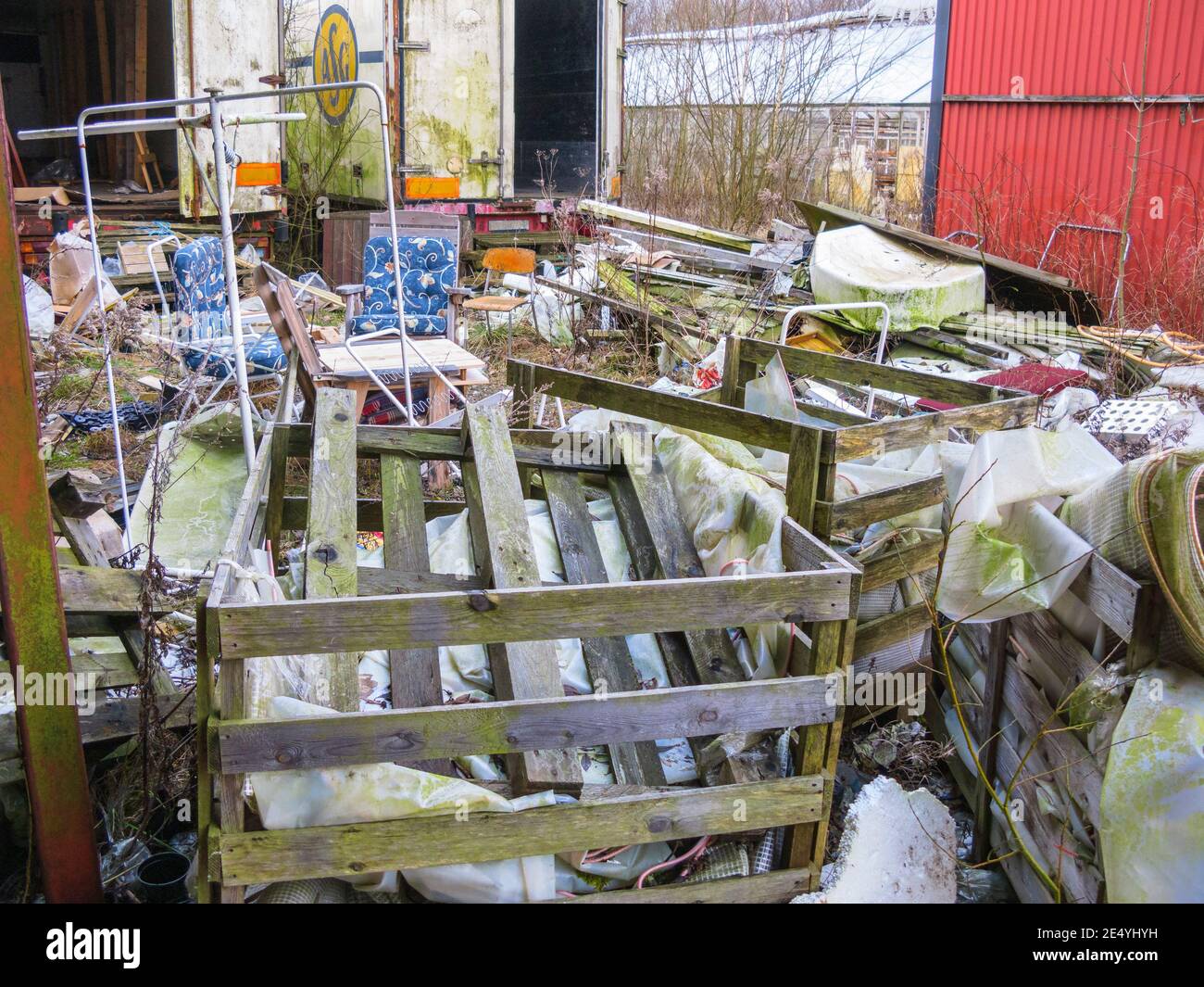 Garbage dump filled with assorted trash Stock Photo - Alamy