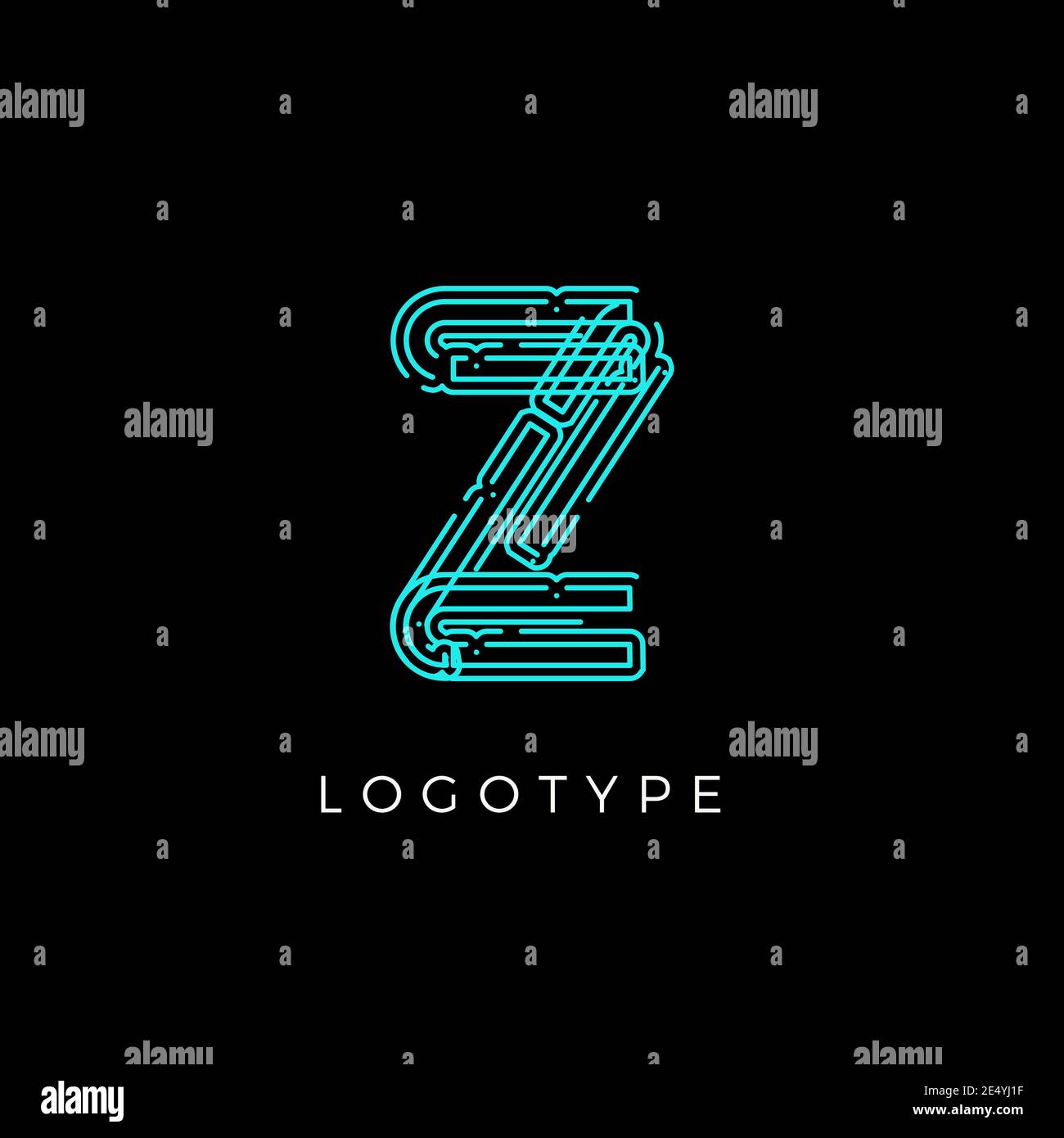 Cyber letter Z for digital technology logo concept. Contour circuit ...