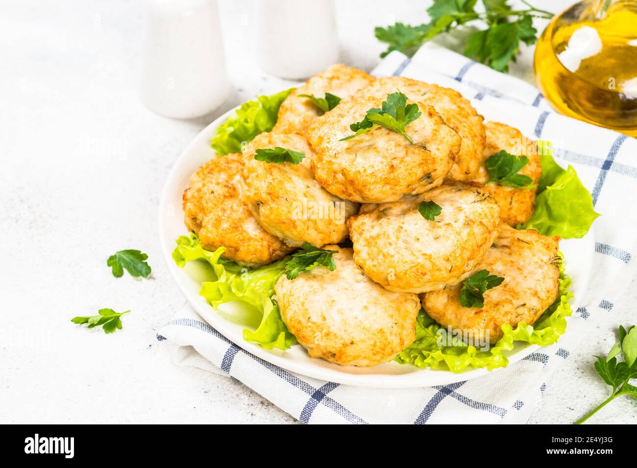 Chicken cutlet in the plate Stock Photo - Alamy