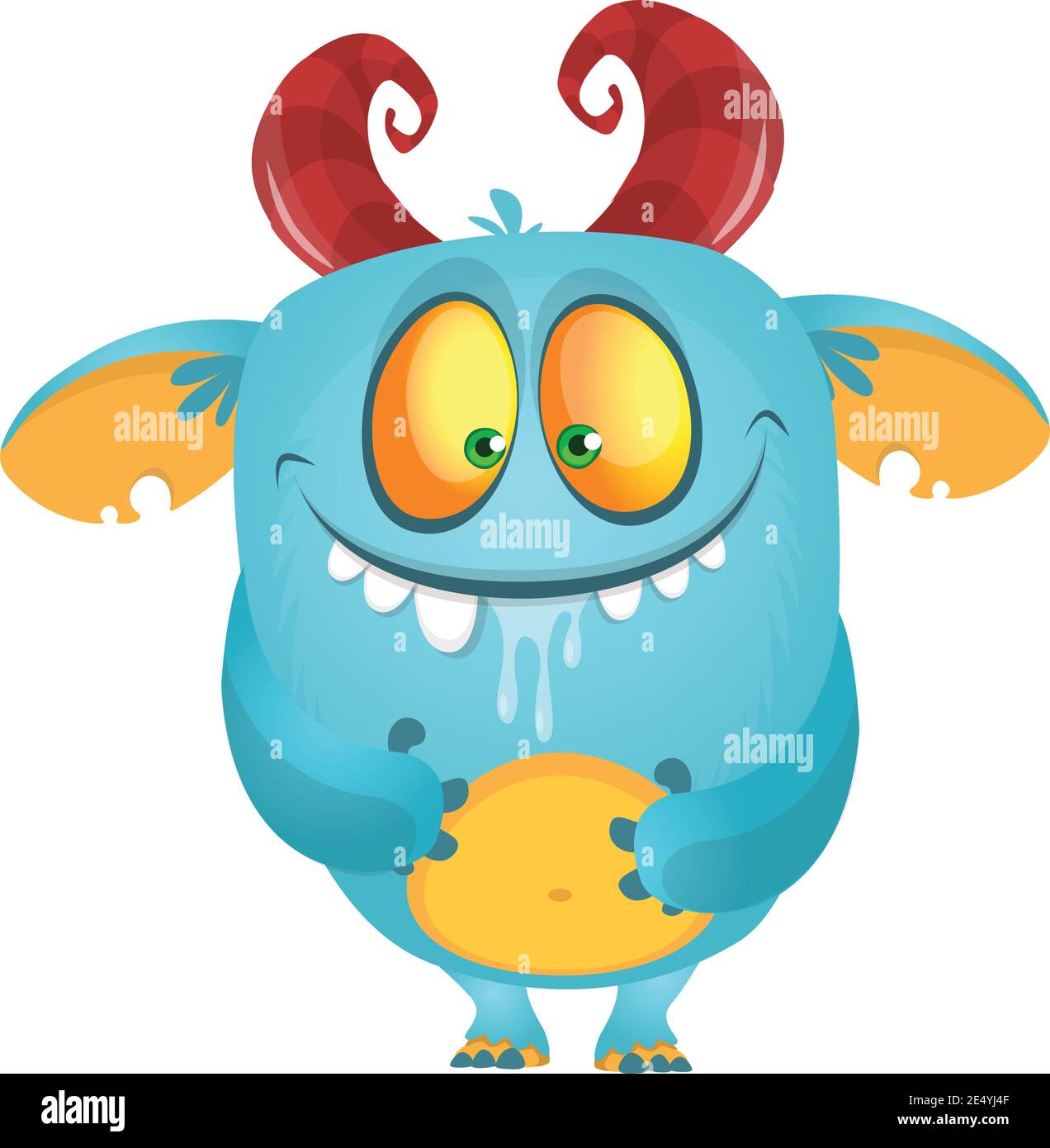 Happy cartoon monster. Laughing monster face emotion. Halloween vector ...