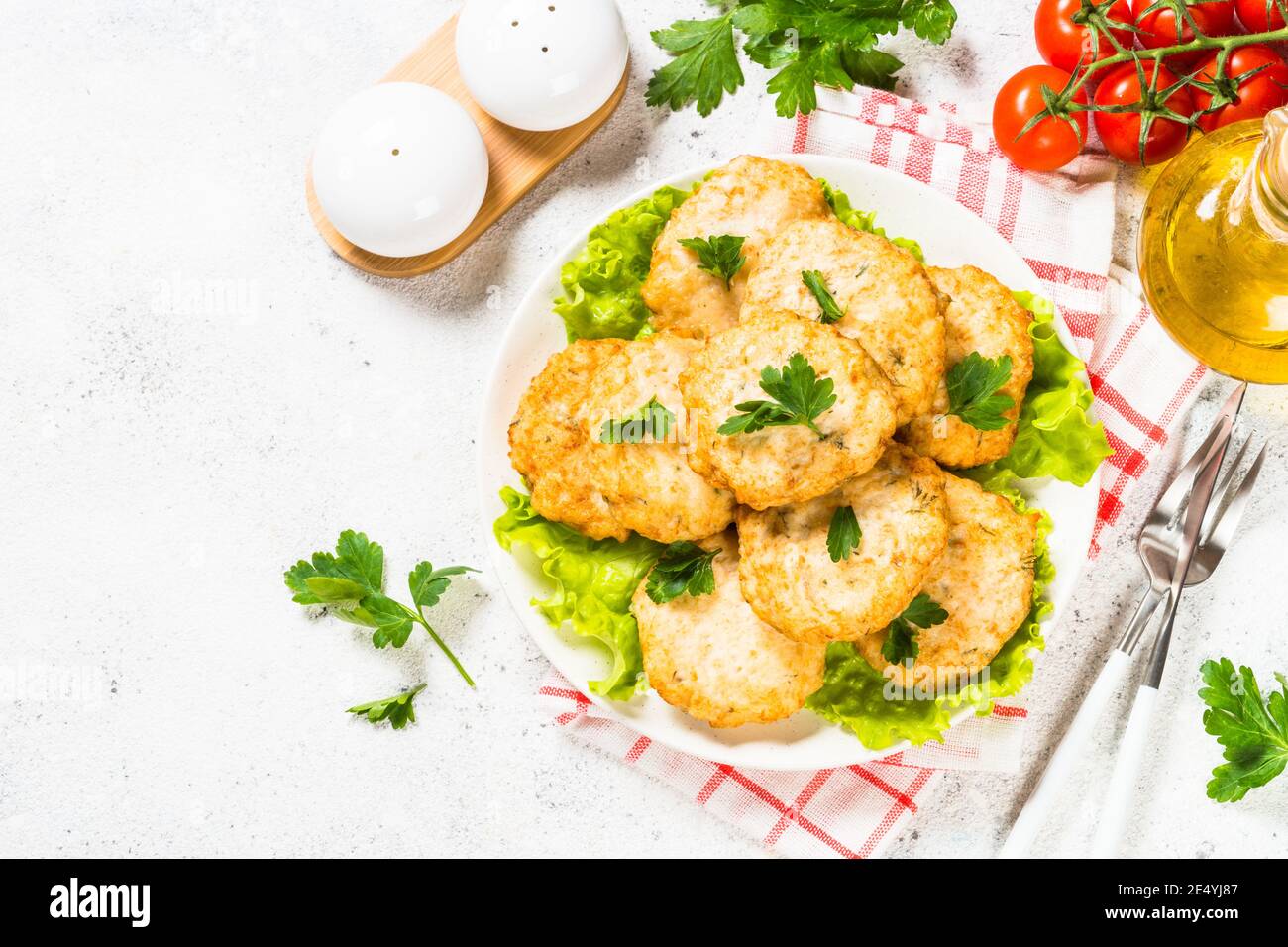 Chicken cutlet in the plate Stock Photo - Alamy