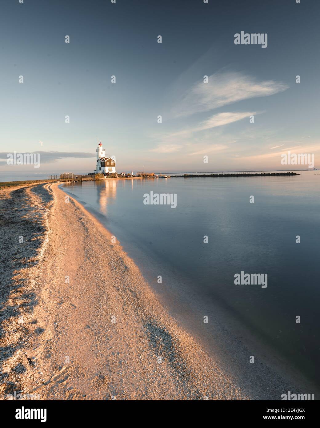 Sunset, Paard van Marken, Lighthouse. Netherlands Januari 8 2021 Stock ...