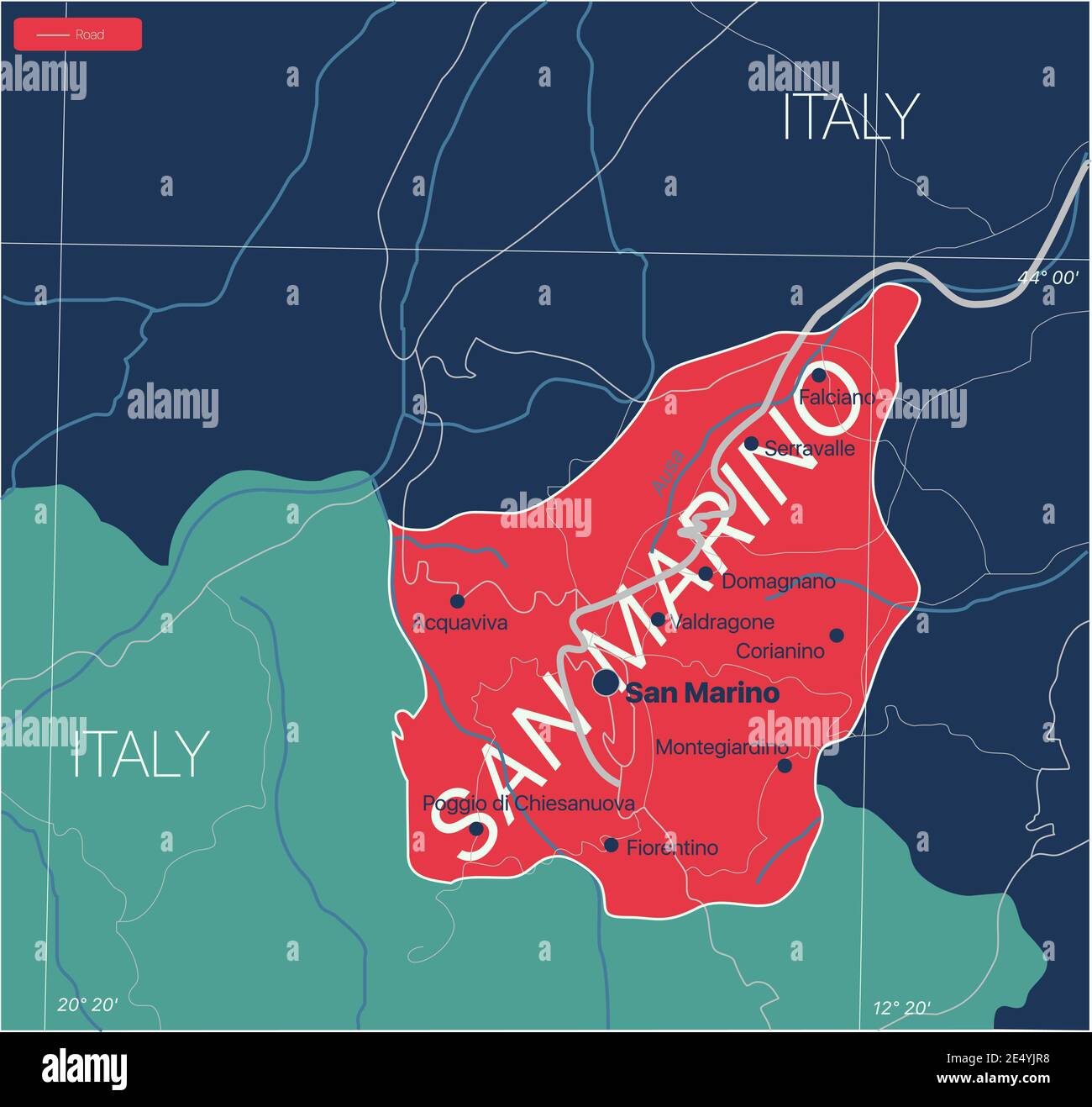 San Marino country detailed editable map with regions cities and towns ...