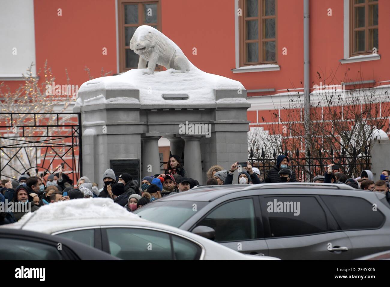 Rally to support Alexei Navalny at Pushkinskaya Square. January 23, 2021. Russia, Moscow Photo ...