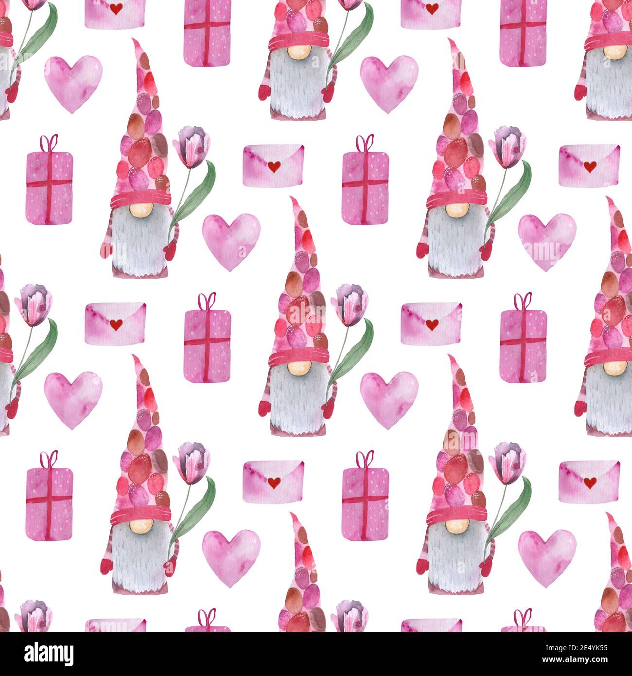 Gnome you seamless pattern. Valentines day background for print Stock ...
