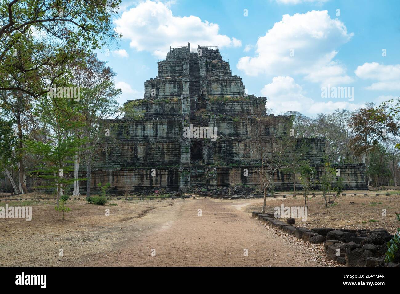View of the seven tiered pyramid at Prasat Thom of Koh Ker temple site ...