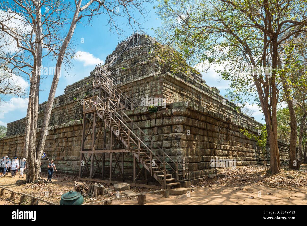 View of the seven tiered pyramid at Prasat Thom of Koh Ker temple site ...