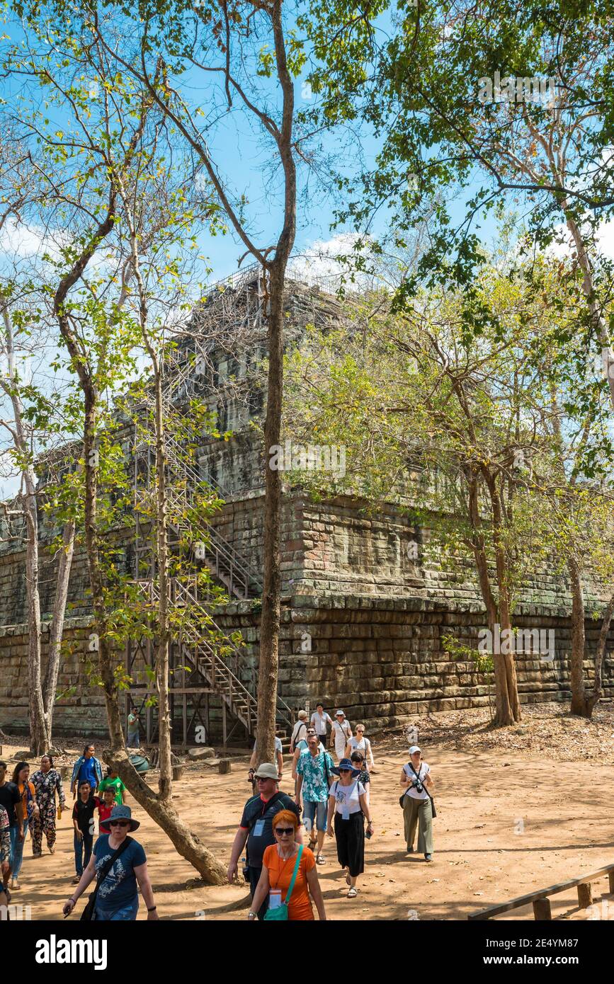 View of the seven tiered pyramid at Prasat Thom of Koh Ker temple site ...