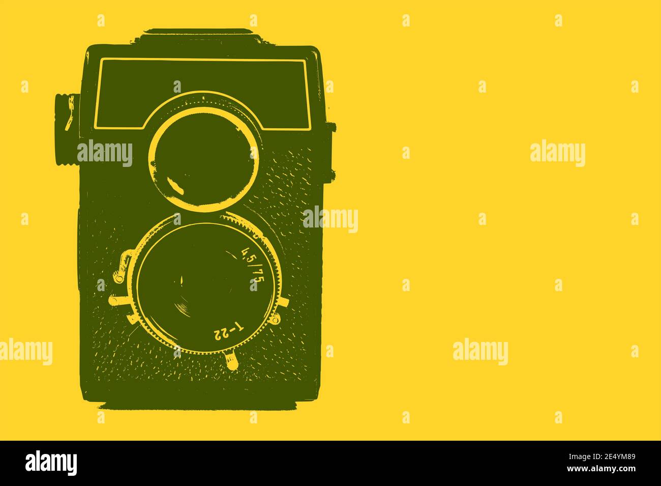 an old double lens camera in a pop style Stock Photo - Alamy