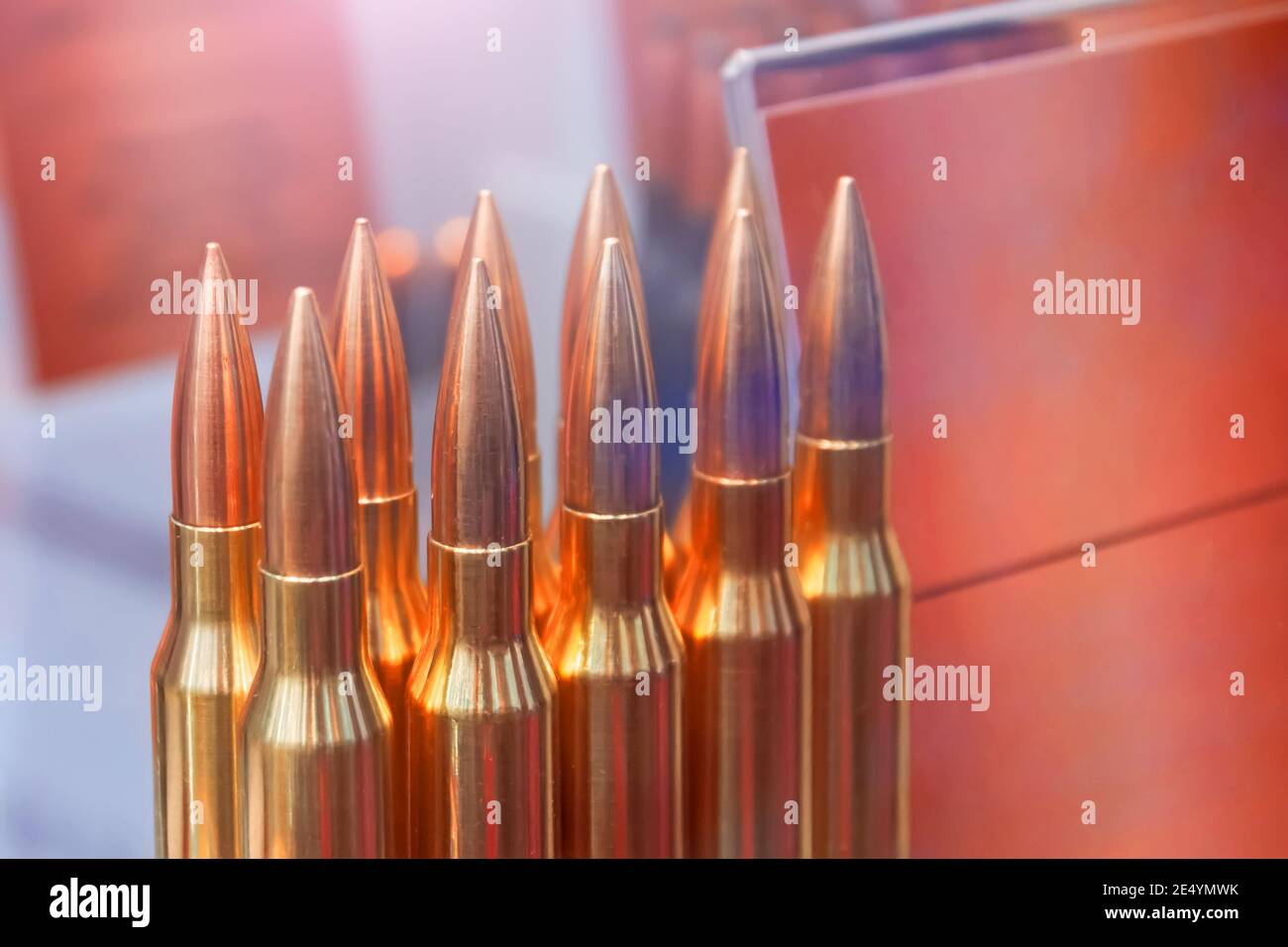 New bullets ammo shiny metal for machine gun weapons Stock Photo - Alamy