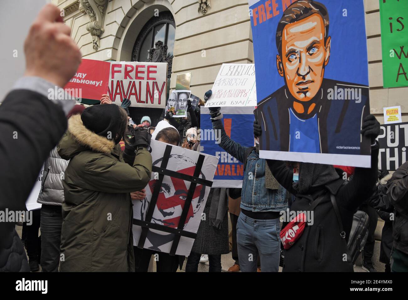 Rally to support Alexei Navalny in New York. January 23, 2021. Russia ...