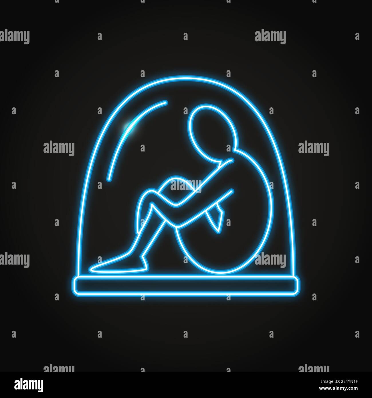 Isolation concept icon set in neon line style. Mental disorder symptom ...
