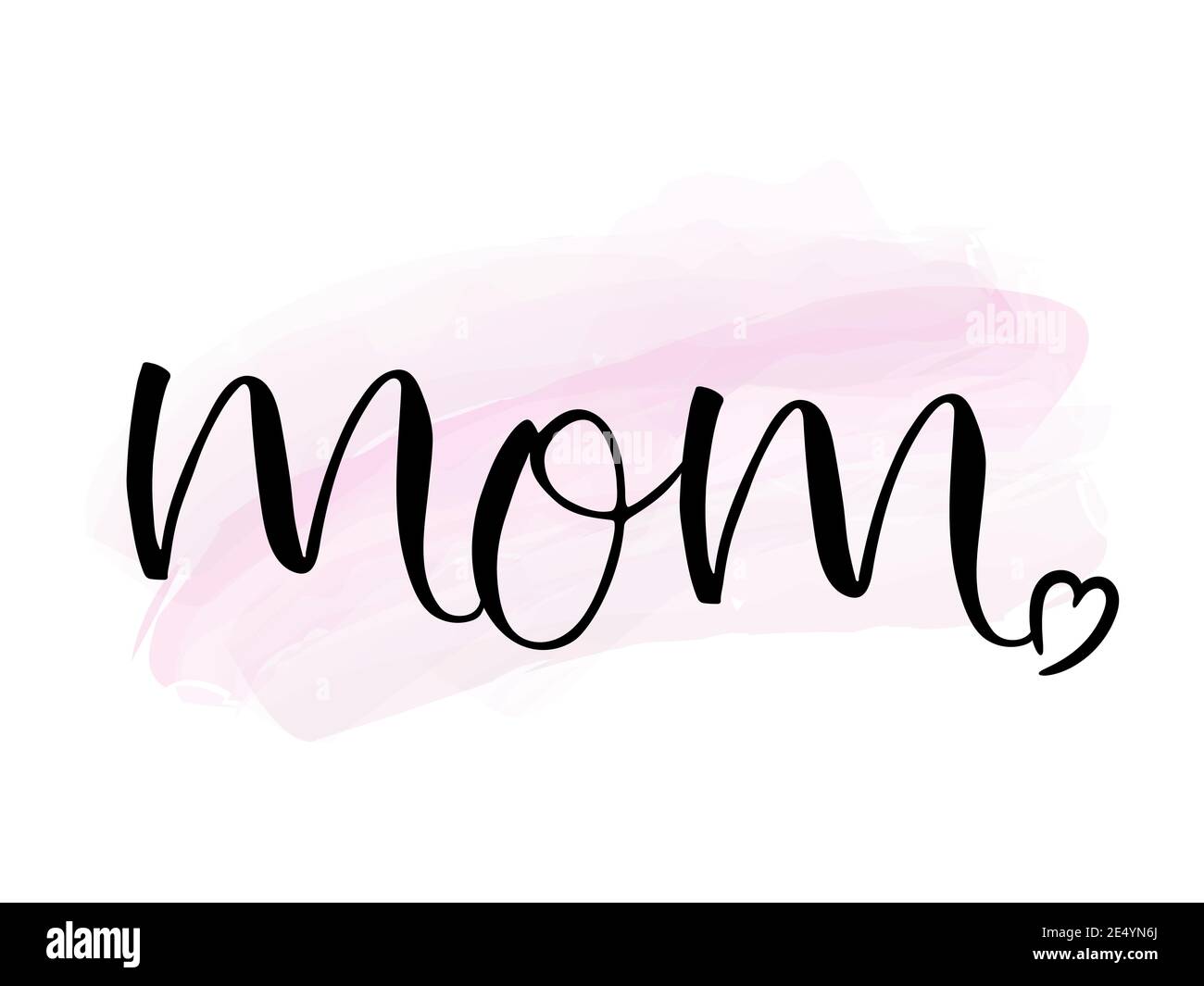 Mom hand drawn text with heart. Mother day card. Vector illustration ...