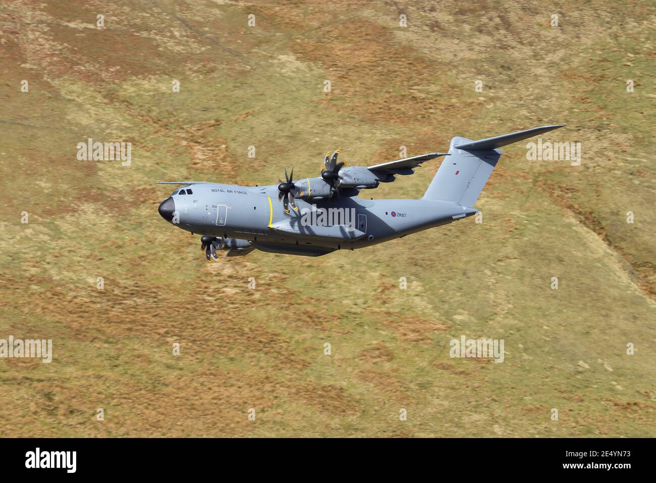 RAF Atlas C1 transport aircraft flying in the mach loop area of Wales ...