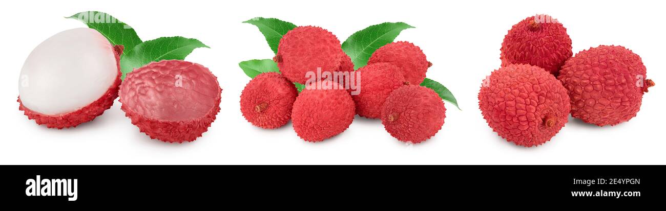 lychee fruit isolated on white background with clipping path and full ...
