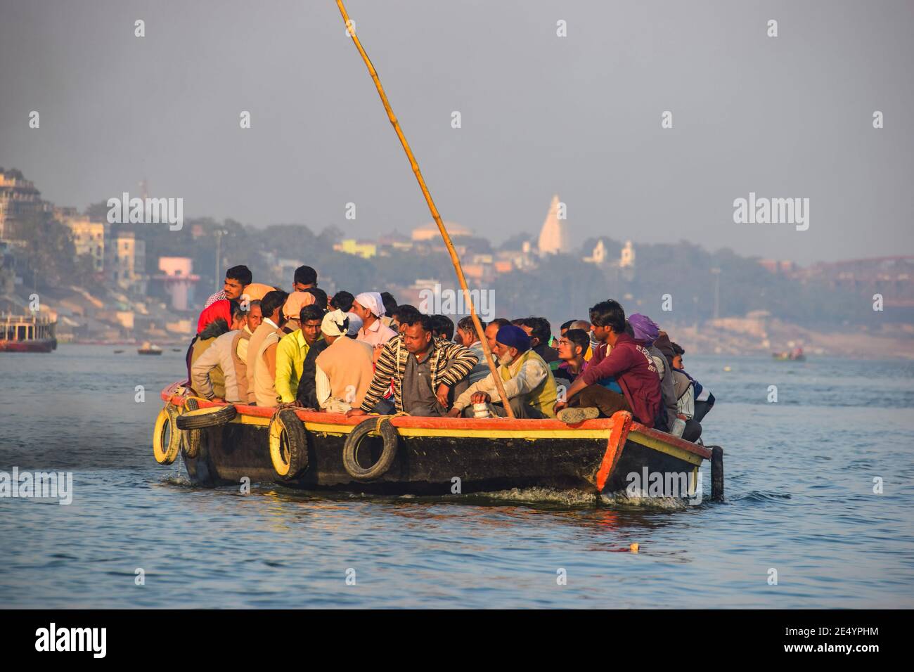 Boats on the Ganges River, Varanasi, India Stock Photo - Alamy