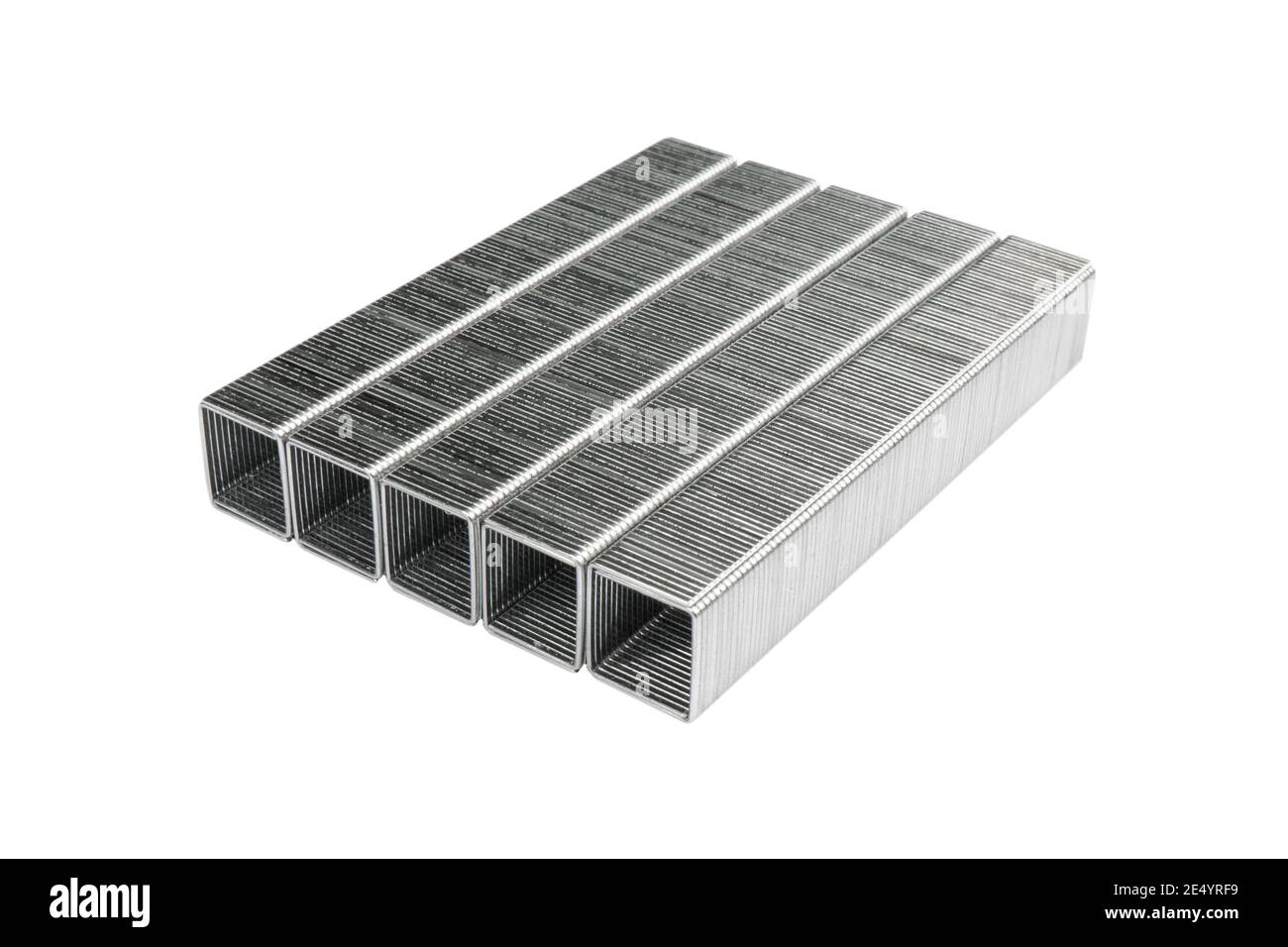Metal staples isolated on white background. Set of stapler staples ...