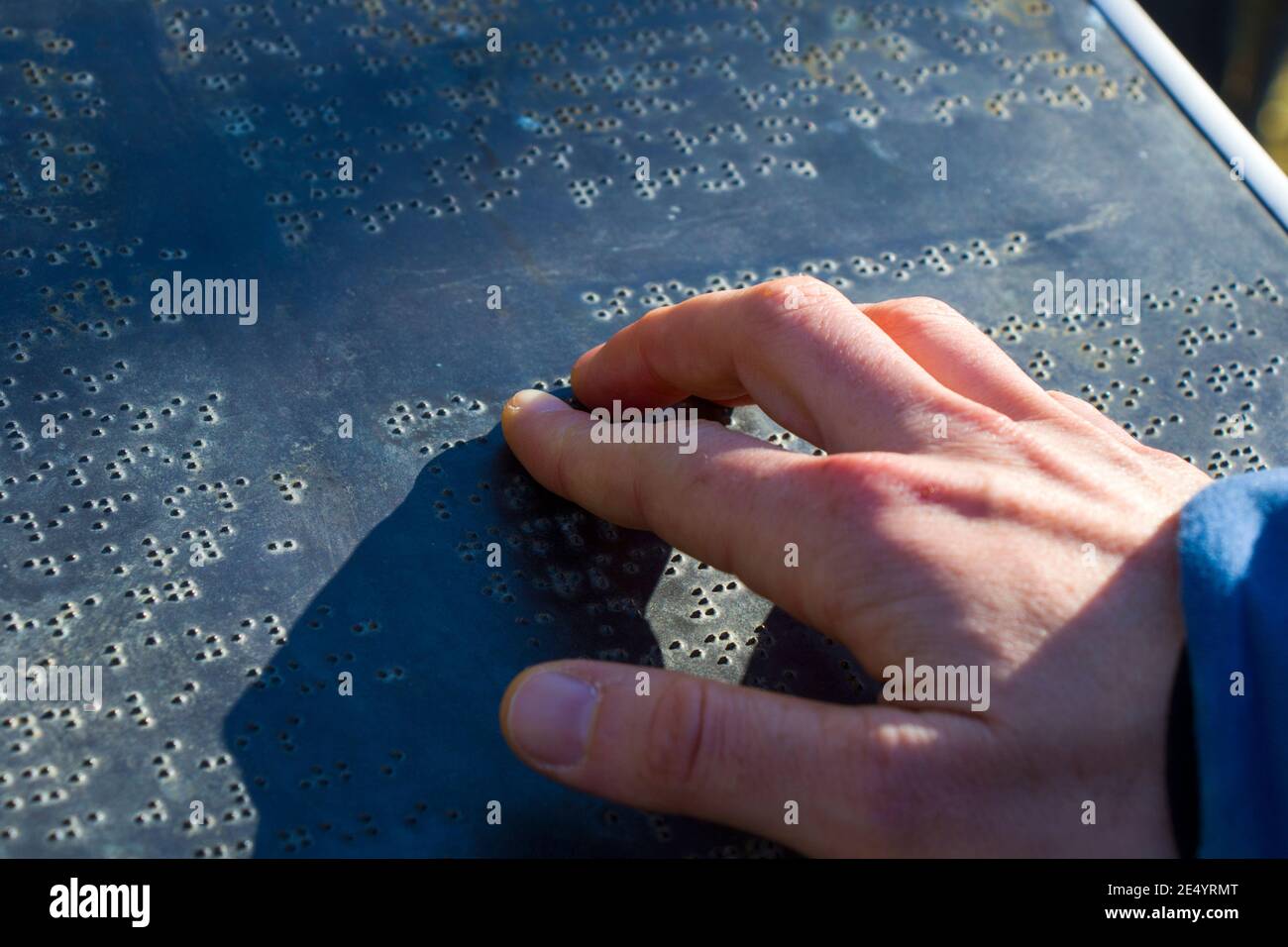 Braille text and hand, blind people book, white and reading with hand ...