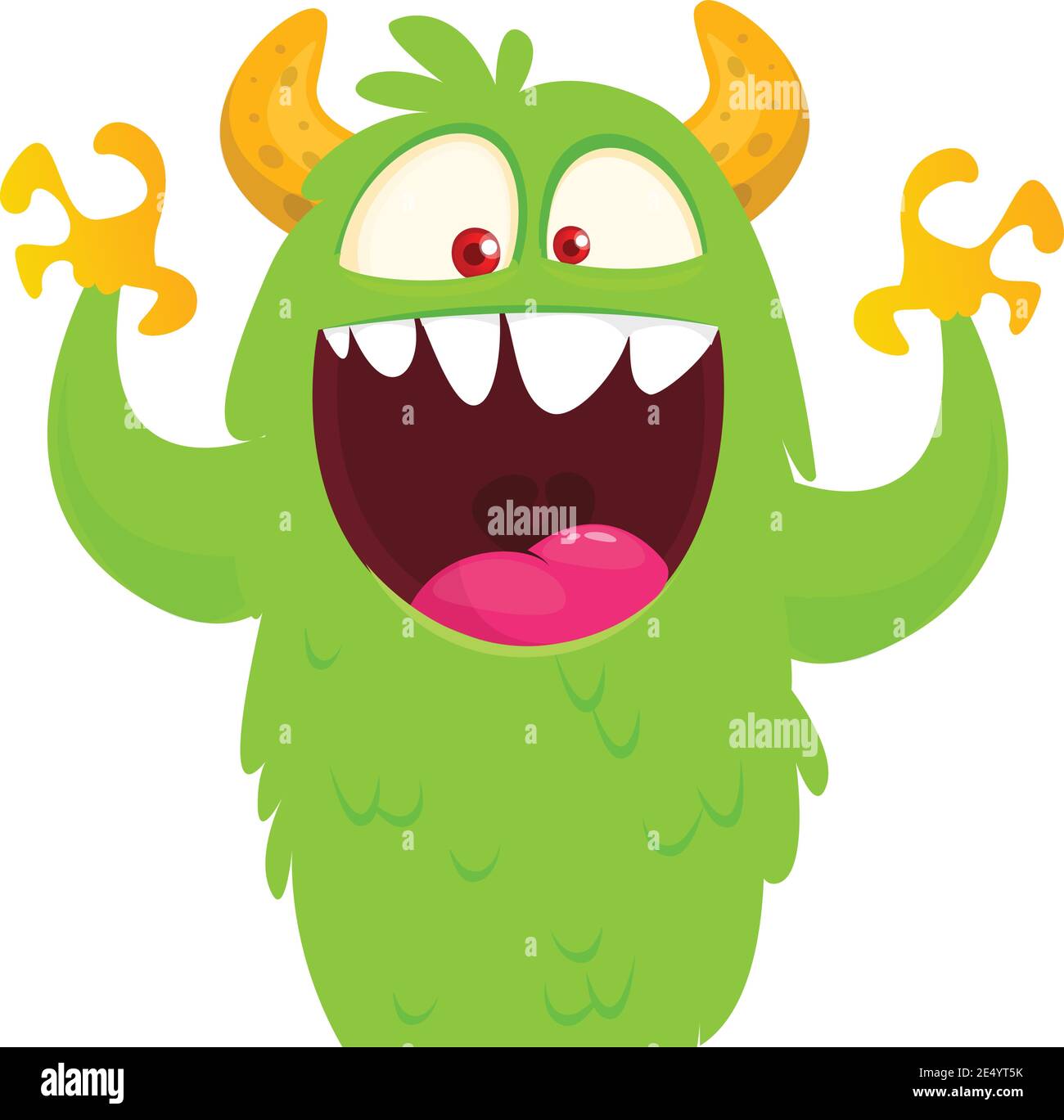Funny cartoon monster character. Illustration of cute and happy alien ...