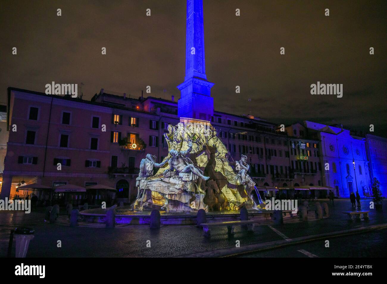 Italy, Rome, December 26th, 2020. A light show is performed on Piazza ...