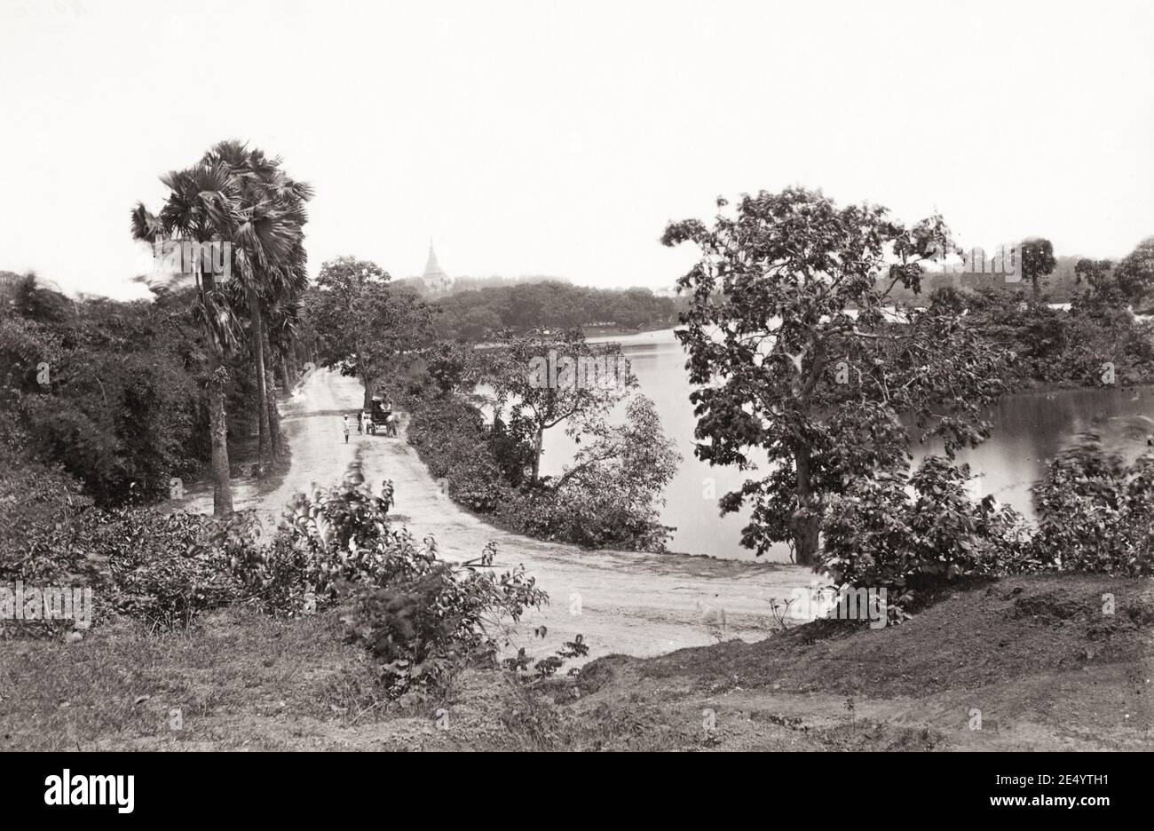 Vintage 19th century photograph: view of Rangoon Burma, Yanyon, Myanmar ...