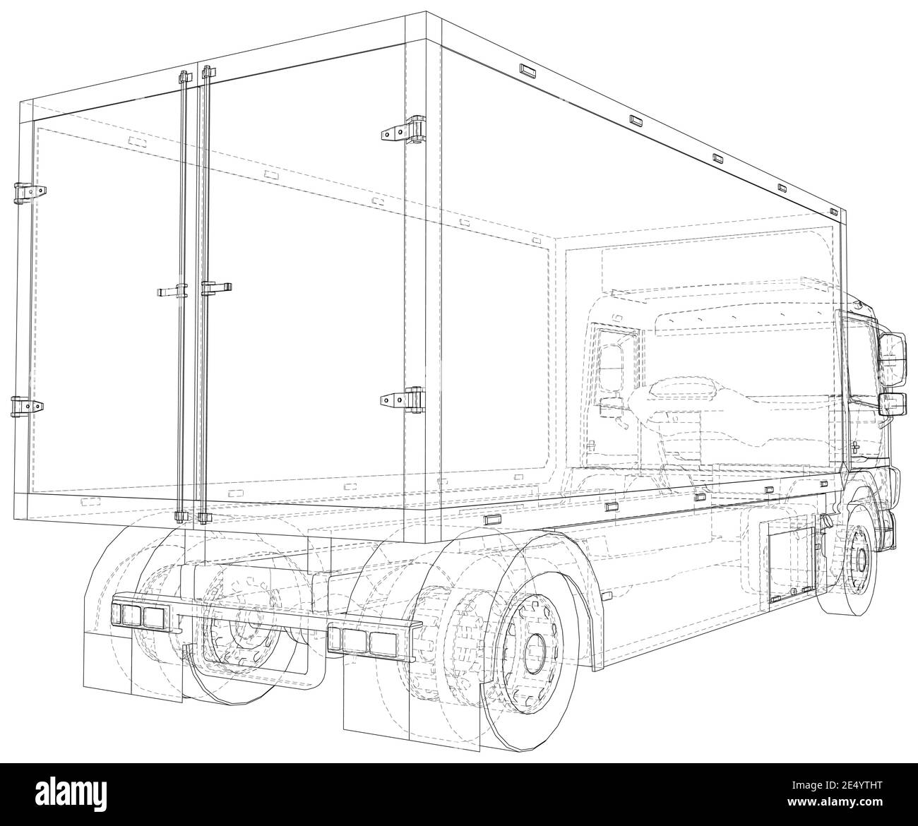 Cargo van vector. Wire-frame Truck freight. Wire-frame line isolated ...