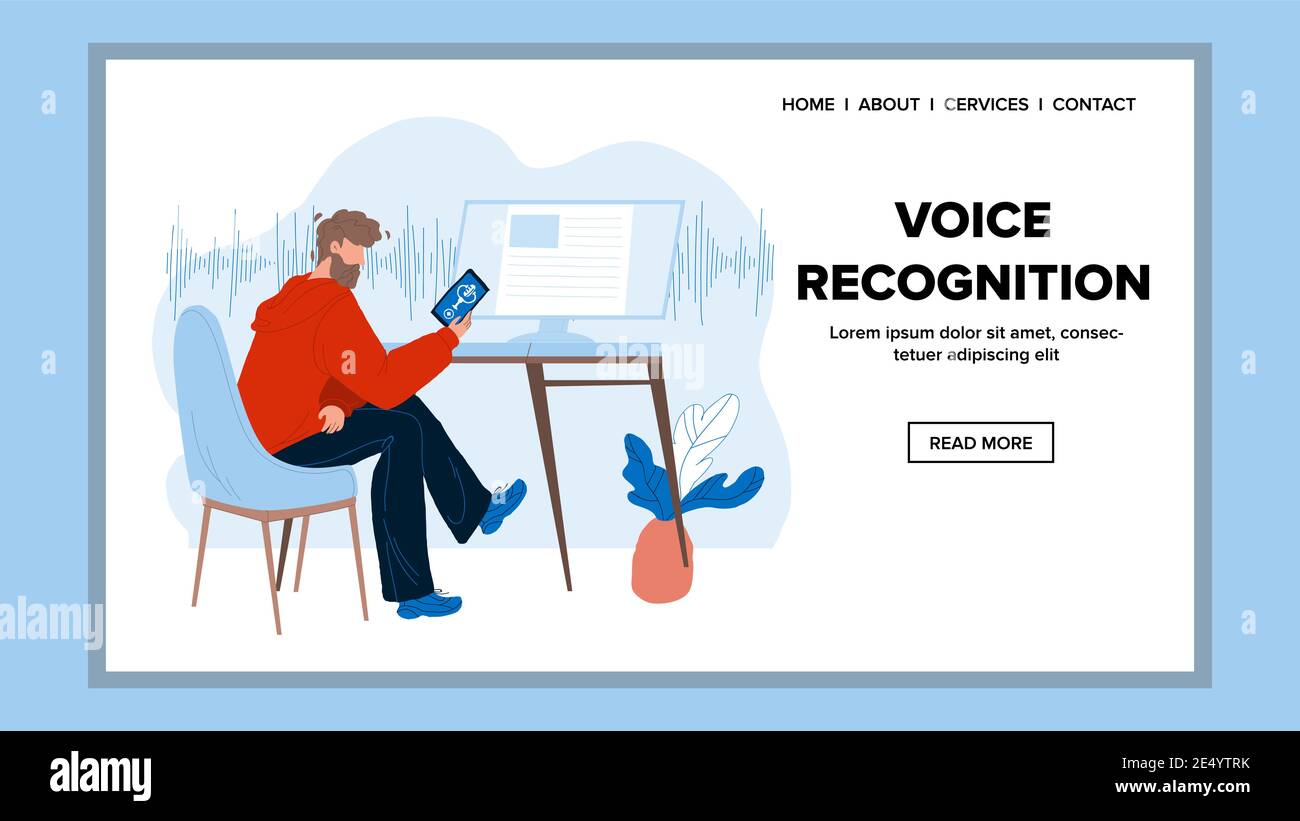 Voice Recognition Smartphone Application Vector flat cartoon Stock ...