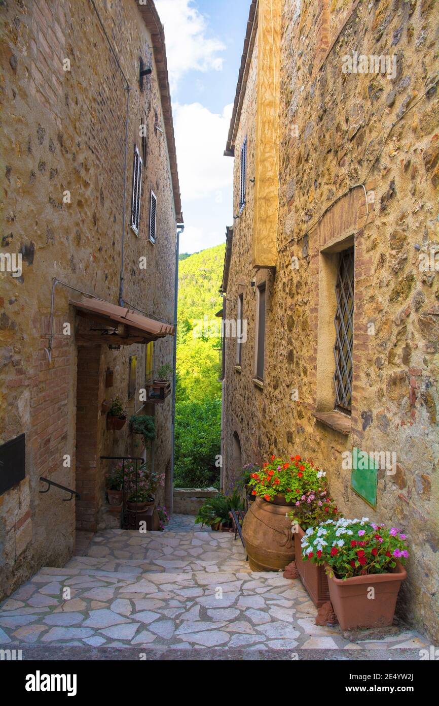 Historic residential buildings in the medieval village of San Lorenzo a ...
