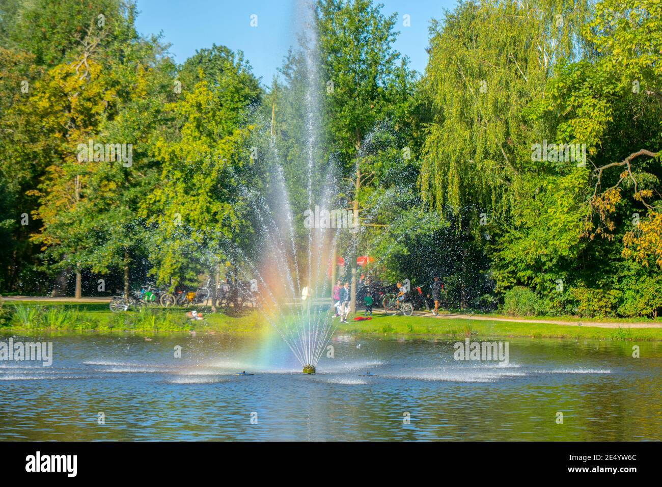 Rainbow In A Pond At The Vondelpark Park At Amsterdam The Netherlands ...