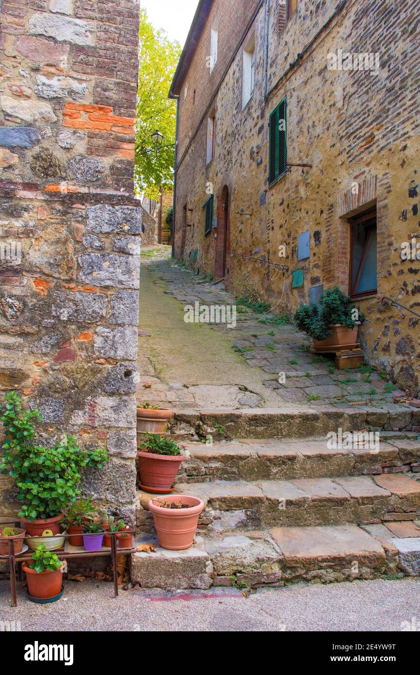 Historic residential buildings in the medieval village of San Lorenzo a ...