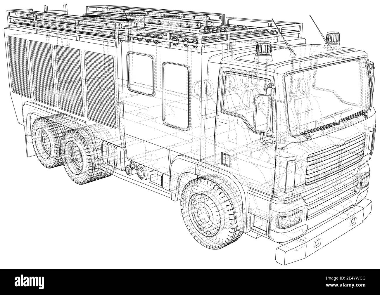 Fire Engine vector. Fire truck. Wire-frame. The layers of visible and ...