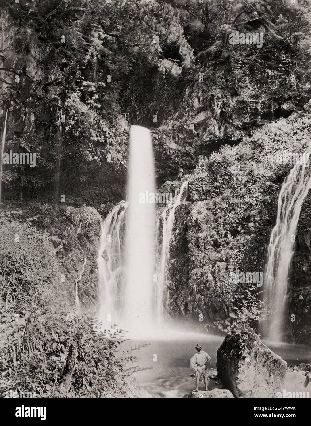 Vintage 19th century photograph: Urami Waterfall, Nikko Japan Stock ...