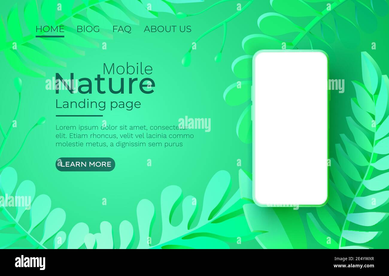 Smartphone nature mobile screen, eco technology mobile life. Vector ...