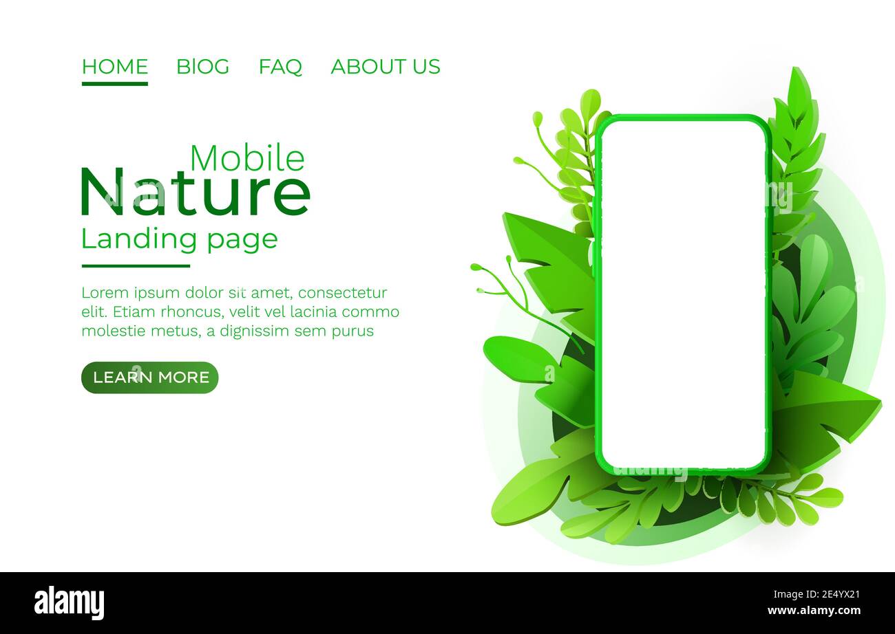Smartphone nature mobile screen, eco technology mobile life. Vector ...