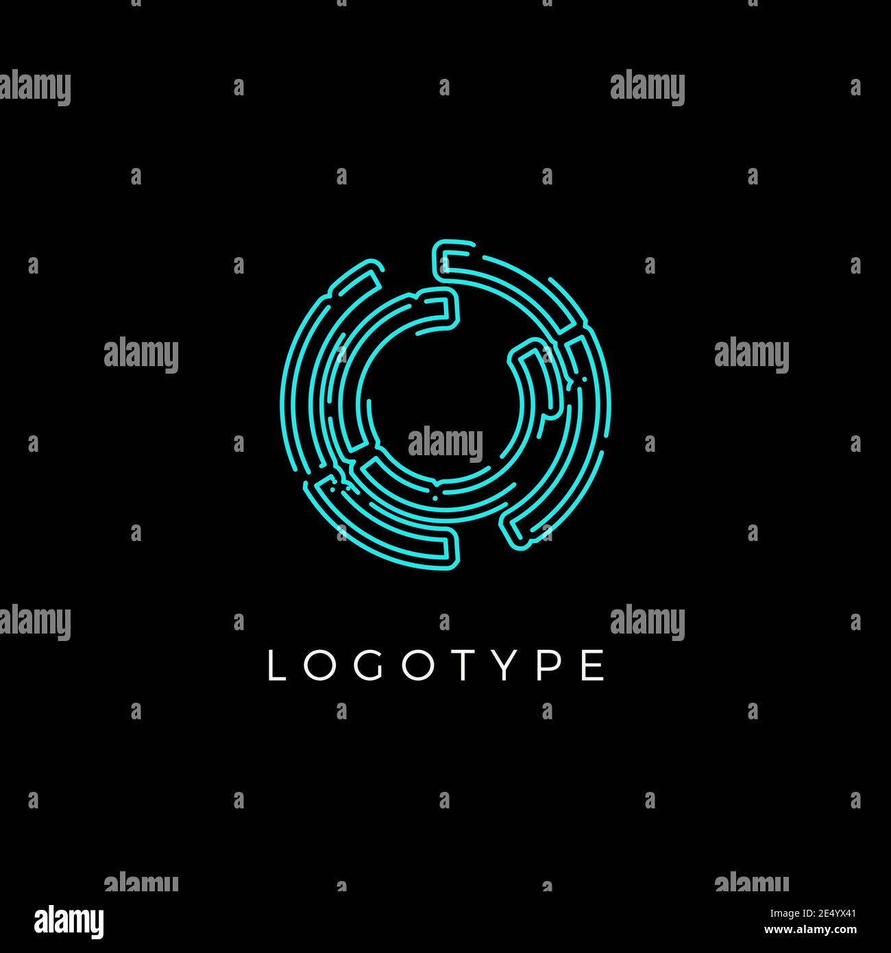 Cyber letter O for digital technology logo concept. Contour circuit ...