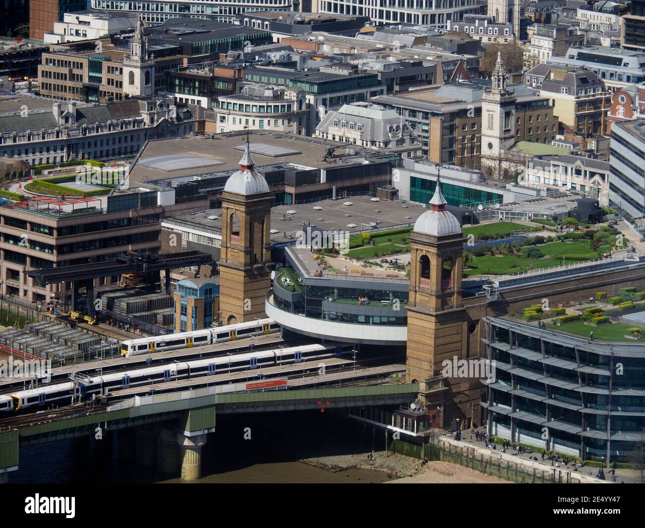 aerial view of Cannon Street railway station in the heart of the city ...